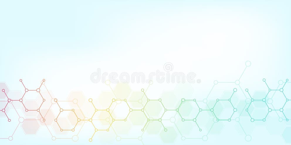 Abstract Molecules on Soft Blue Background. Molecular Structures or ...