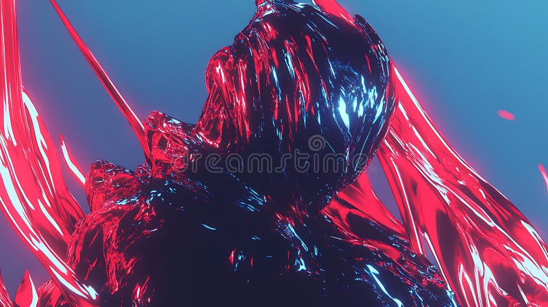 Abstract Molten Figure in Red and Blue Hues Stock Illustration ...