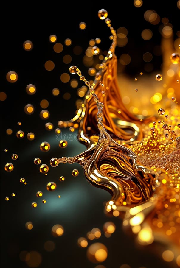 Abstract Molten Gold Flows and Swirls.Molten Gold .Flows of Molten Gold ...