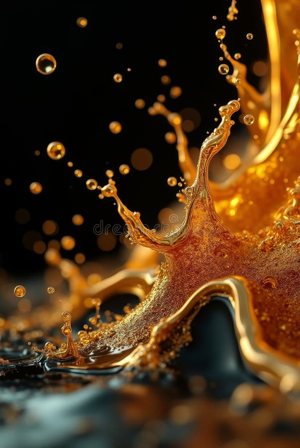 Abstract Molten Gold Flows and Swirls.Molten Gold .Flows of Molten Gold Luminous Streams of ...
