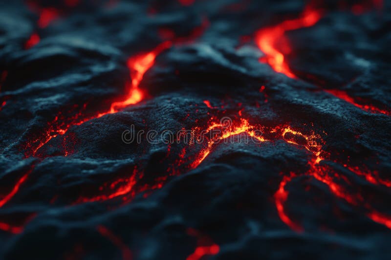Abstract Molten Lava Design, Intense Red and Black Flows Glowing ...