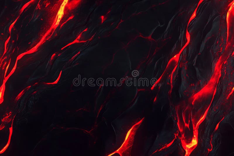 Abstract Molten Lava Design, Intense Red and Black Flows Glowing ...