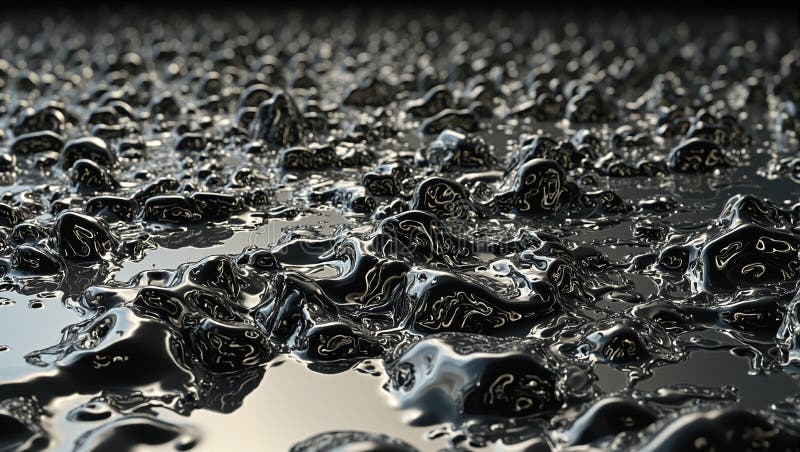 Abstract Molten Lead Cooling into Rippled Metallic Shapes with Shiny ...