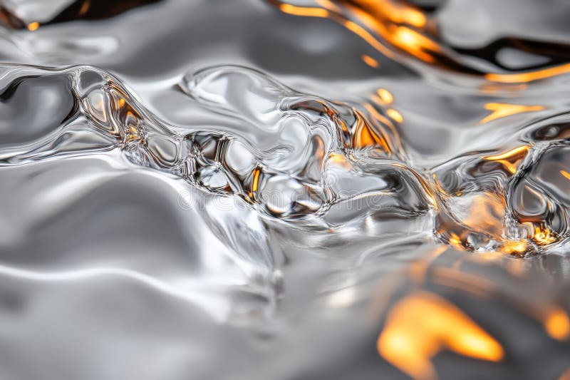 Abstract Molten Metal Texture, Dynamic Glowing Silver Streams with ...