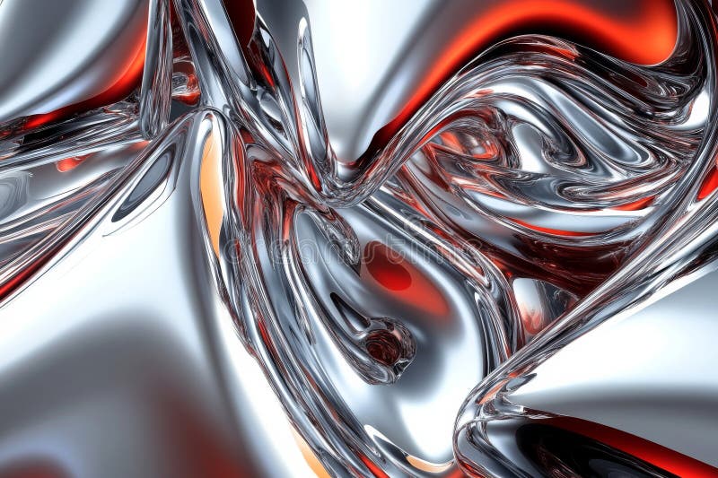 Abstract Molten Metal Texture, Glossy Silver and Red Flows Blending ...