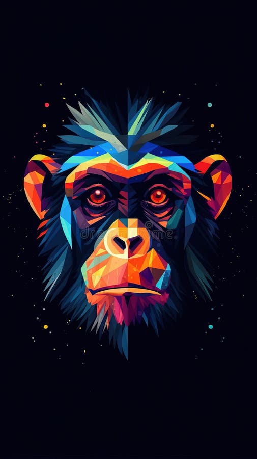 Abstract Monkey on Dark Background. Generative AI Stock Illustration ...