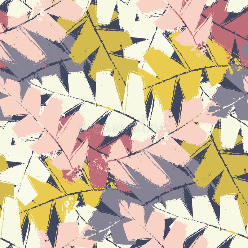 Abstract Mono Print Style Leaves Seamless Vector Pattern Background ...