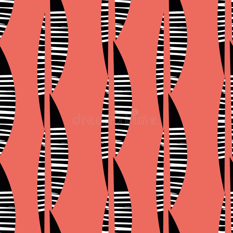 Abstract Mono Print Style Tribal Foliage Seamless Vector Pattern ...