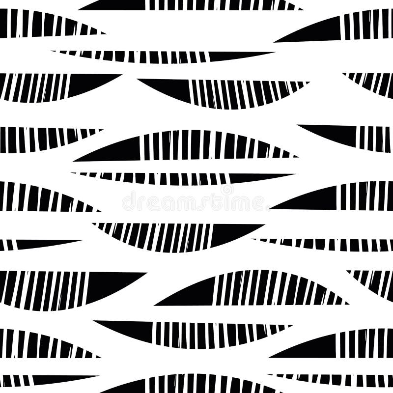 Abstract Mono Print Style Tribal Foliage Seamless Vector Pattern ...
