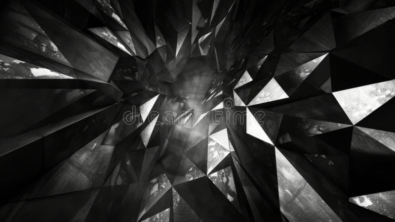 Abstract Monochromatic Geometric Kaleidoscope of Sharp Angular Shapes ...