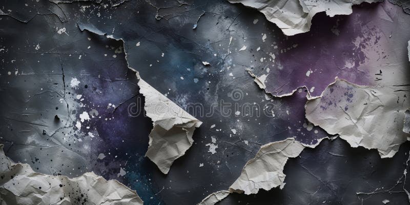 Abstract Monochromatic Grunge Texture with Tattered Paper Overlay ...