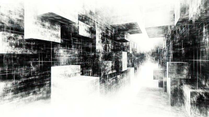 Abstract Monochromatic Maze with Geometric Shapes and a Sense of Depth ...