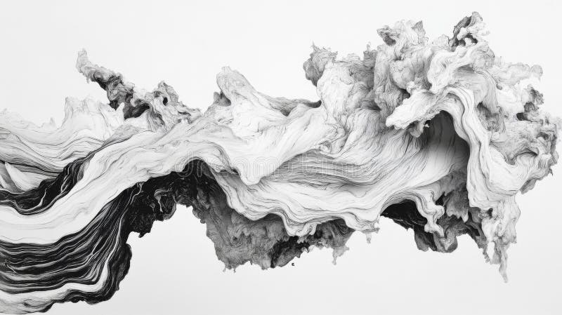 Abstract Monochromatic Swirling Ink Forms Design Stock Illustration ...