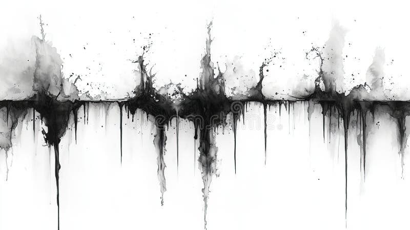 Abstract Monochrome Artwork of Dripping Ink, Creating a Wave-like ...