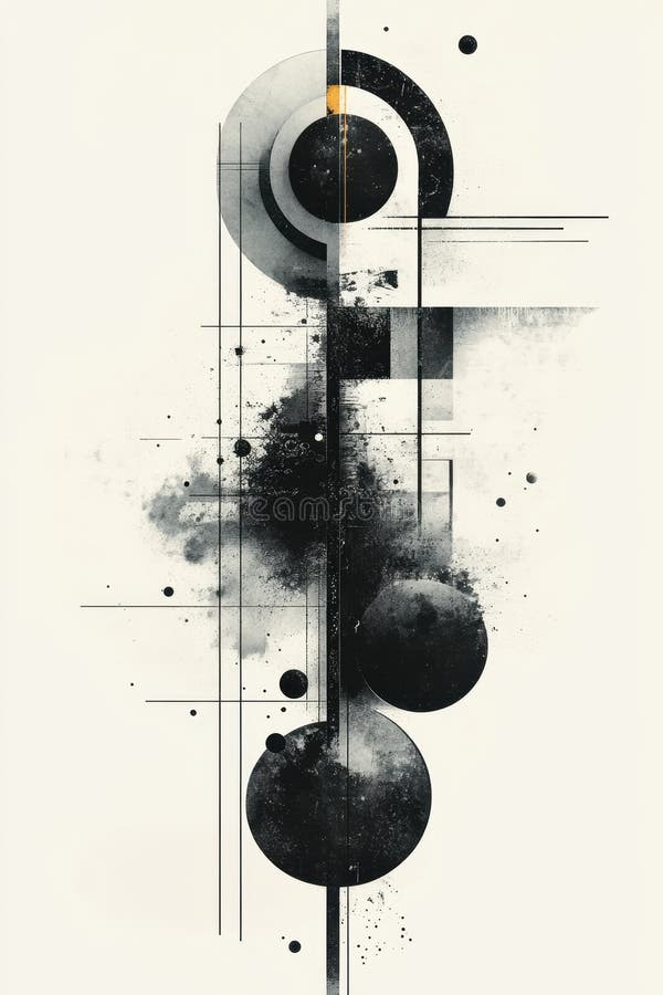 Abstract Monochrome Artwork Featuring Geometric Shapes and Textures ...