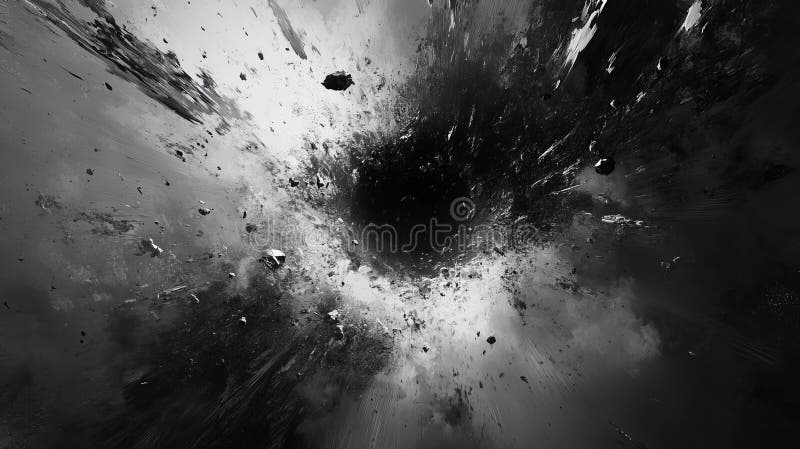 Abstract Monochrome Background. Cosmic Dust Cloud, Black Hole Concept ...