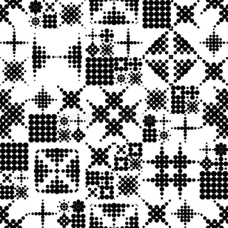 Abstract Monochrome Background. Geometric Shapes Made of Dots and ...