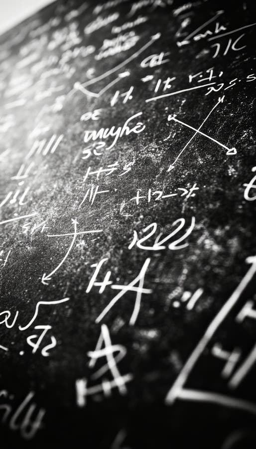 Abstract Monochrome Background with White Chalkboard Mathematical ...