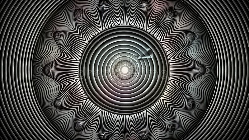 Abstract Monochrome Concentric Circles and Wavy Lines Design Featuring ...