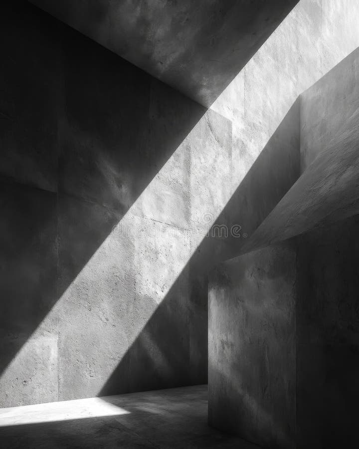 Abstract Monochrome Concrete Interior with Dramatic Lighting Stock ...