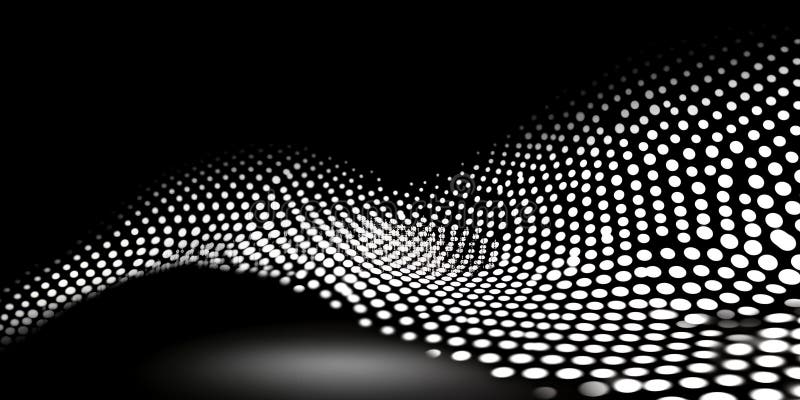 Abstract Monochrome Dotted Wave Pattern Background Digital Art ...