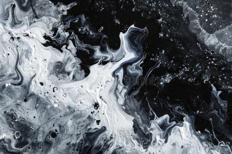 Abstract Monochrome Fluid Art Background Stock Illustration ...