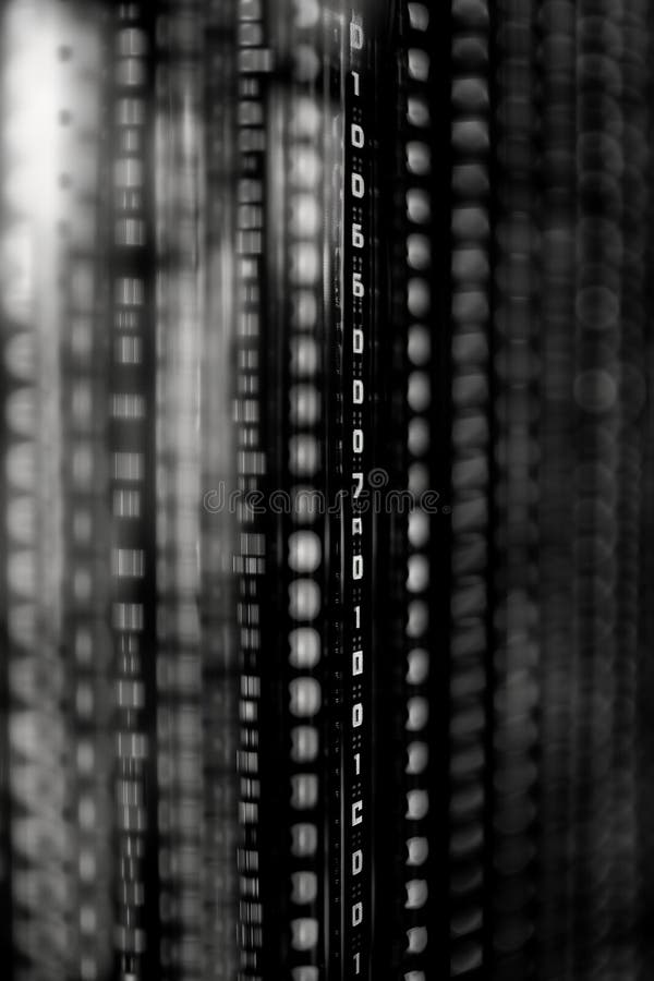 Abstract Monochrome Image of Perforated Strips with Numeric Codes and ...