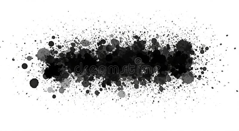 Abstract Monochrome Ink Splatter Pattern Features a Central ...