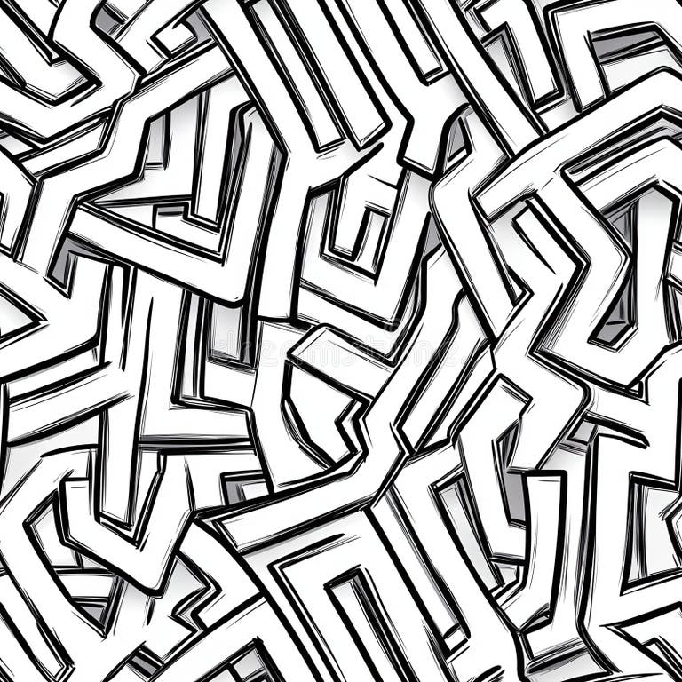 Abstract Monochrome Line Maze with Overlapping Paths Stock Image ...