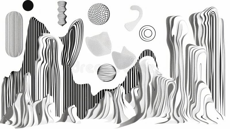 Abstract Monochrome Optical Art with Varied Textures Stock Photo ...