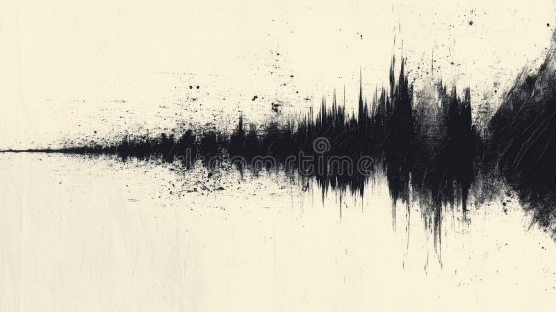 Abstract Monochrome Sound Wave Pattern with Dramatic Brush Strokes ...