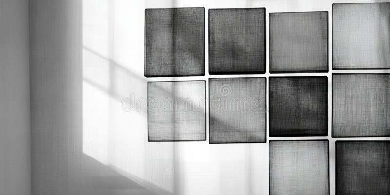 Abstract Monochrome Square Grid Texture Shadow Light Art Wall Grey ...