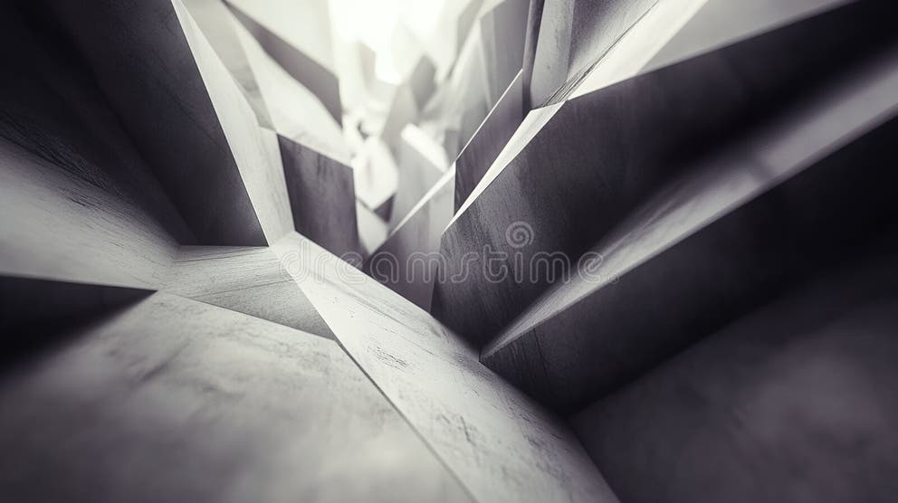 Abstract Monochrome Structure Featuring Geometric Shapes and Angular ...