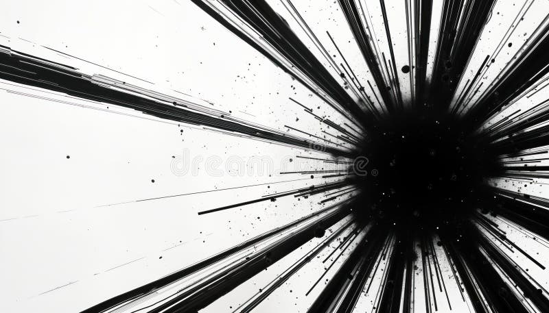 Abstract Monochrome Sunburst Design. Dynamic Radial Lines Explode ...