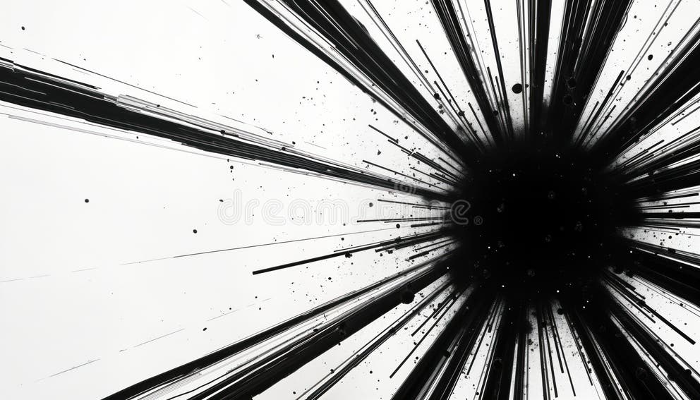 Abstract Monochrome Sunburst Design. Dynamic Radial Lines Explode ...