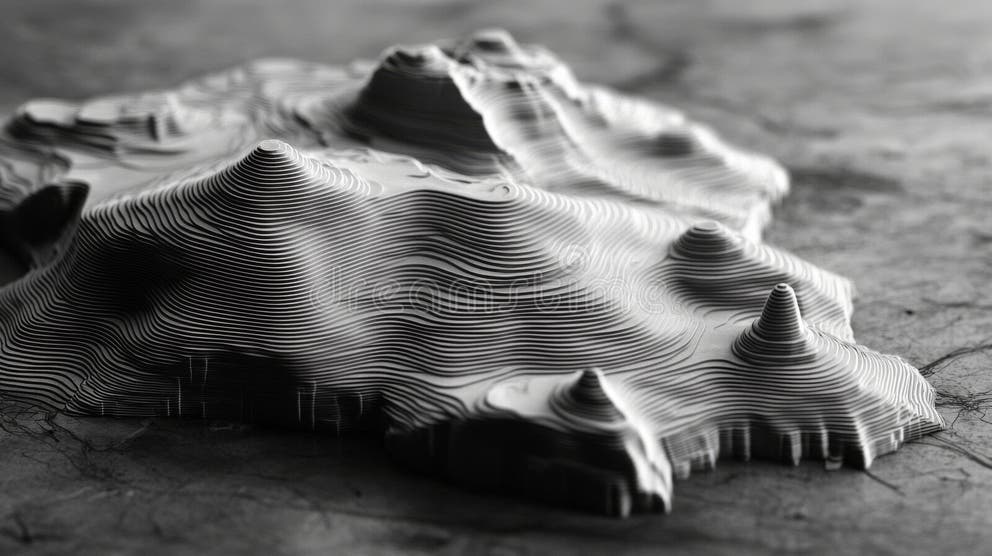 Abstract Monochrome Topographic Texture Relief Stock Illustration ...