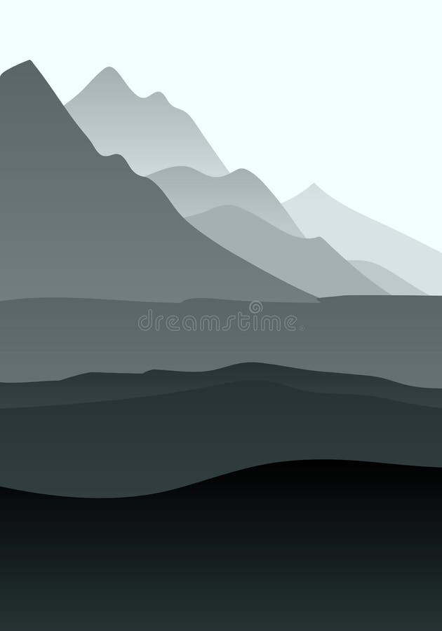 Abstract Monochrome Vector Landscape Stock Vector - Illustration of ...