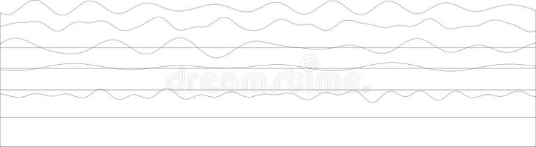 Abstract Monochrome Wave Patterns with Horizontal Lines Stock Vector ...