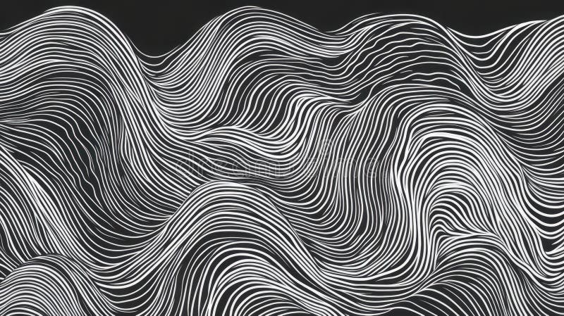 Abstract Monochrome Wavy Lines Artwork Stock Illustration ...