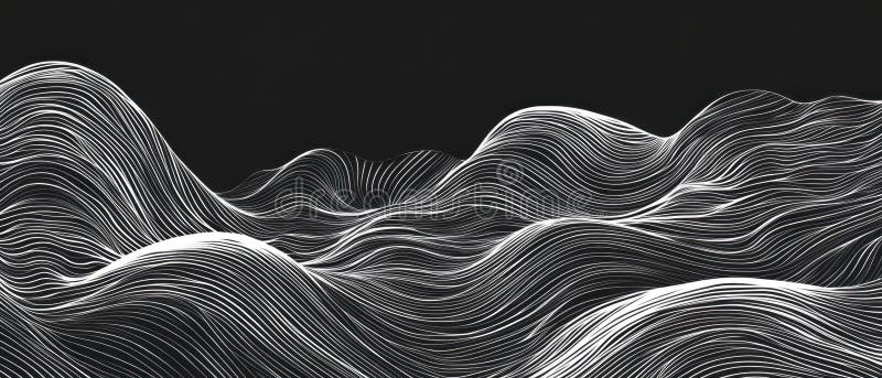Abstract Monochrome Wavy Lines Artwork Stock Illustration ...