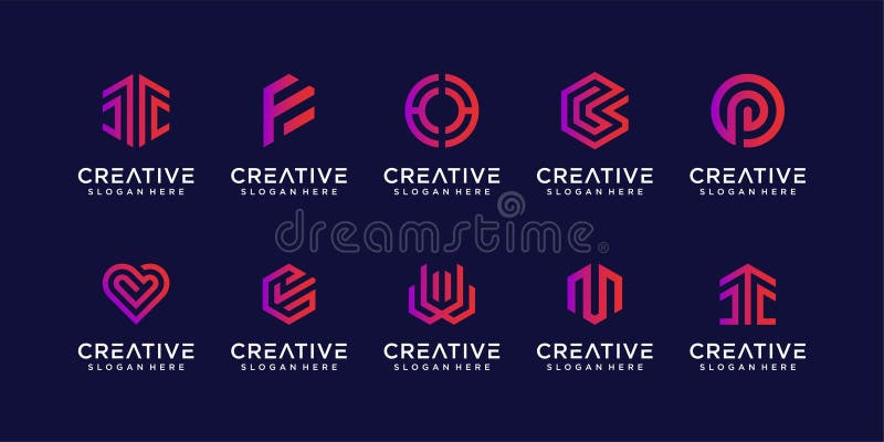 Abstract Monogram Logo Design Bundle Collection Stock Vector ...