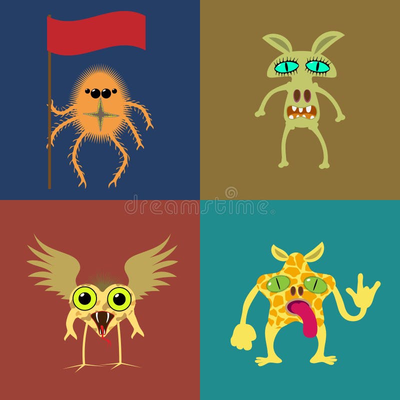Abstract Monsters Set. Vector Illustration Stock Vector - Illustration ...