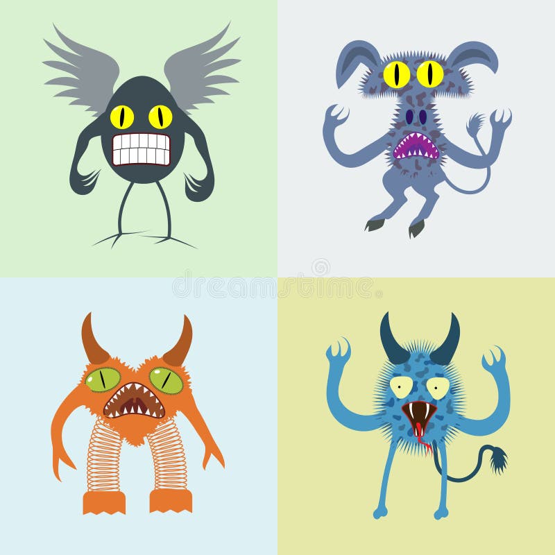 Abstract Monsters Set.Vector Illustration. Stock Vector - Illustration ...