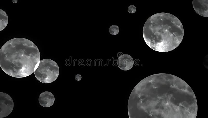 Abstract Moon Spheres on Black, Minimalist Lunar Design Generative AI ...