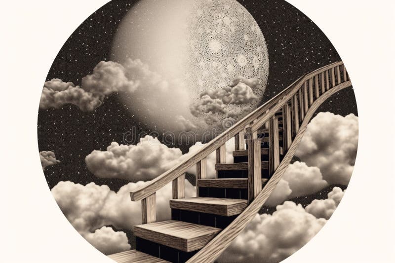 Abstract Moon and Stairs Illustration. Generative AI Stock Illustration ...