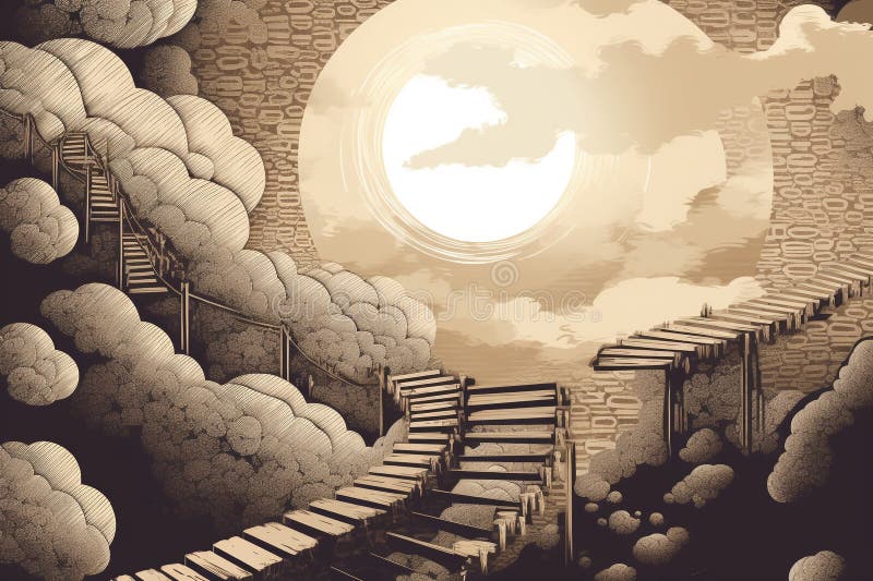 Abstract Moon and Stairs Illustration. Generative AI Stock Illustration ...
