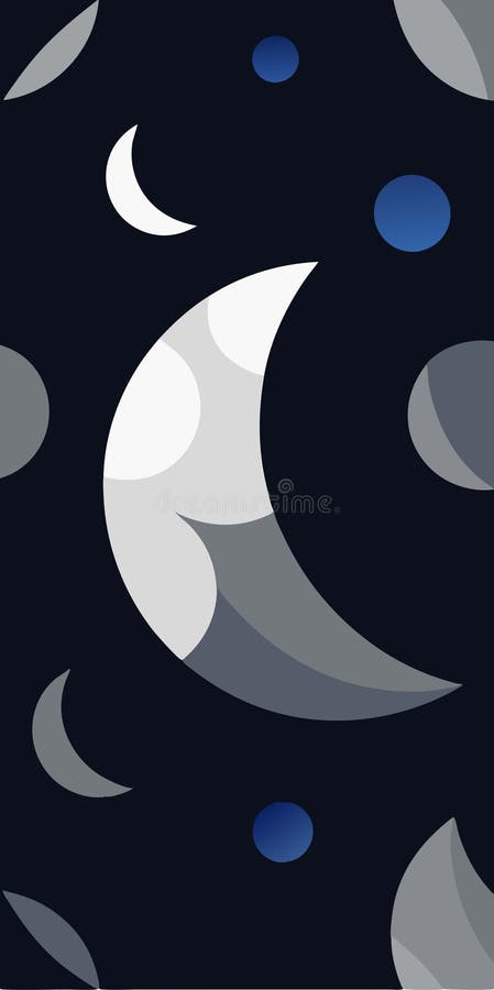 Abstract Moon and Stars Seamless Pattern - Dark Blue Night Sky Stock ...