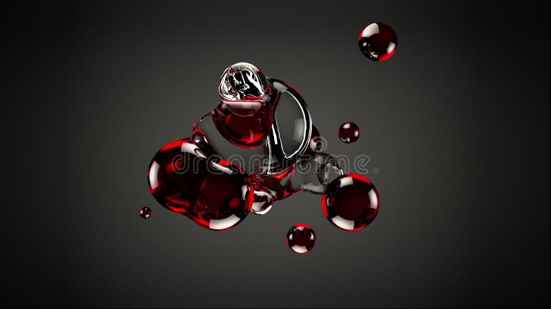 Abstract Morph Liquid Forms of Water and Red Substance on Ramp ...