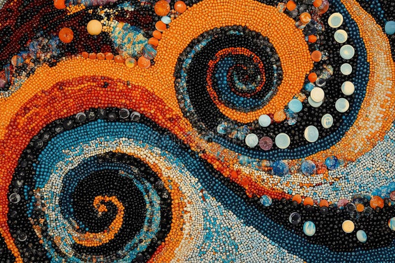 Abstract Mosaic Art with Vibrant Swirling Patterns and Textures Stock ...