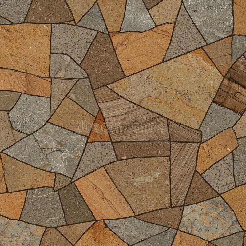 Abstract Mosaic Design with Interlocking Geometric Shapes in Various ...